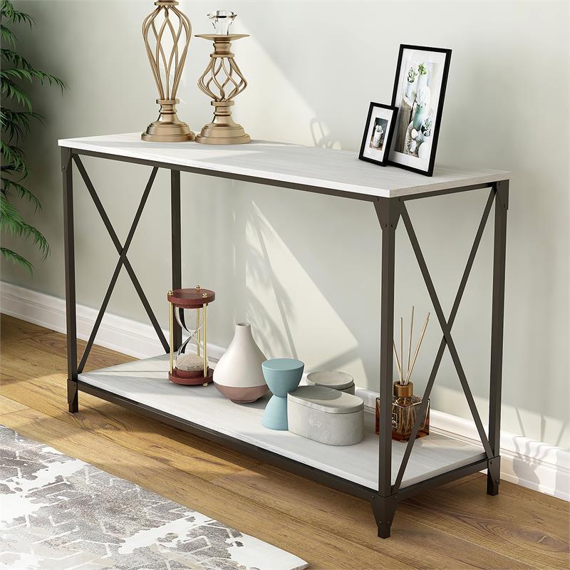 Furniture of America Clarissa Industrial Metal 1 Shelf Console Table in Black