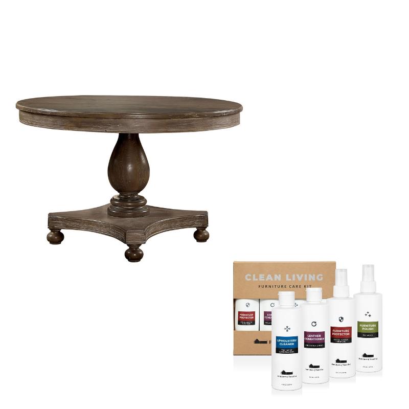 Chlido Transitional 2-Piece Oak Wood Round Dining Table and Cleaning ...