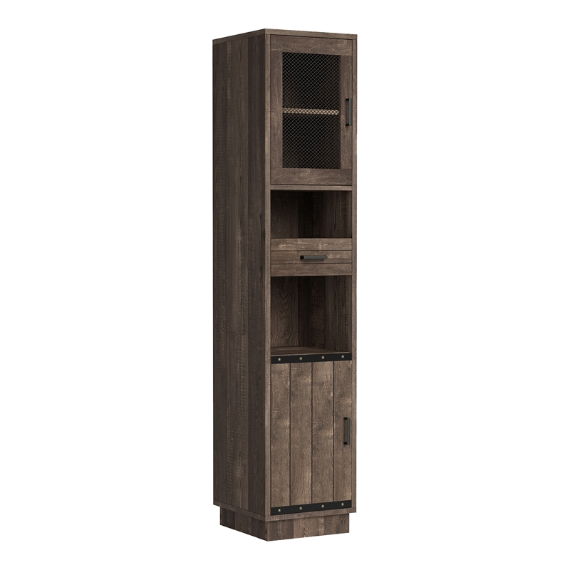 Furniture of America Jax Wood Multimedia Storage Tower Cabinet in ...