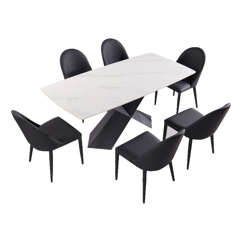 Furniture of America Escando Metal 7-Piece Dining Set in Black | Homesquare