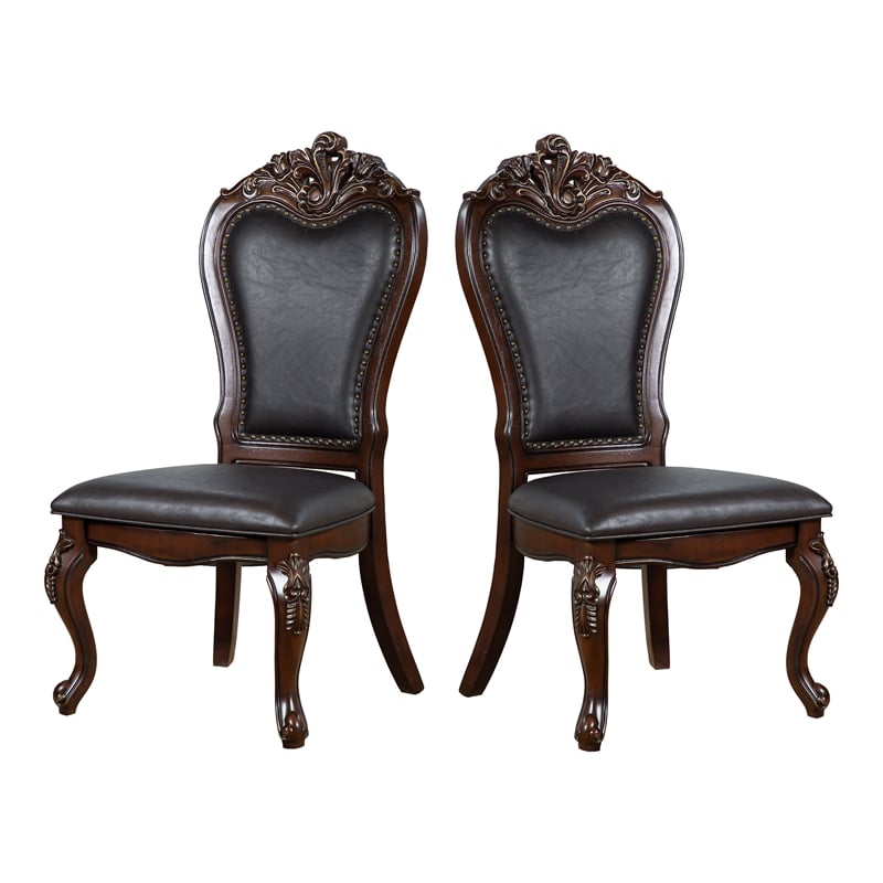 Furniture of America Albernit Solid Wood 7-Piece Expandable Dining Set in Cherry