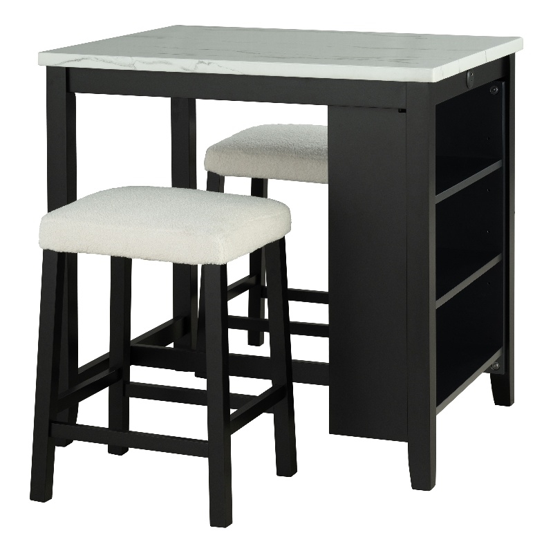 Furniture of America Clouden Wood 3-Piece Counter Dining Table Set in Black