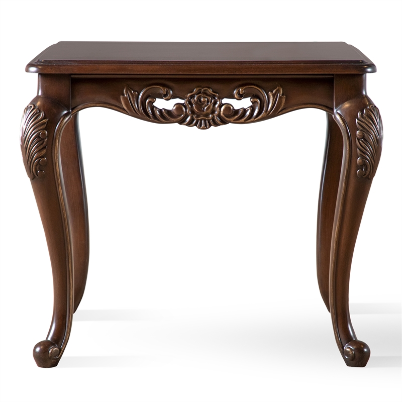 Furniture of America Adelaide Wood End Table with Cabriole Legs in Brown