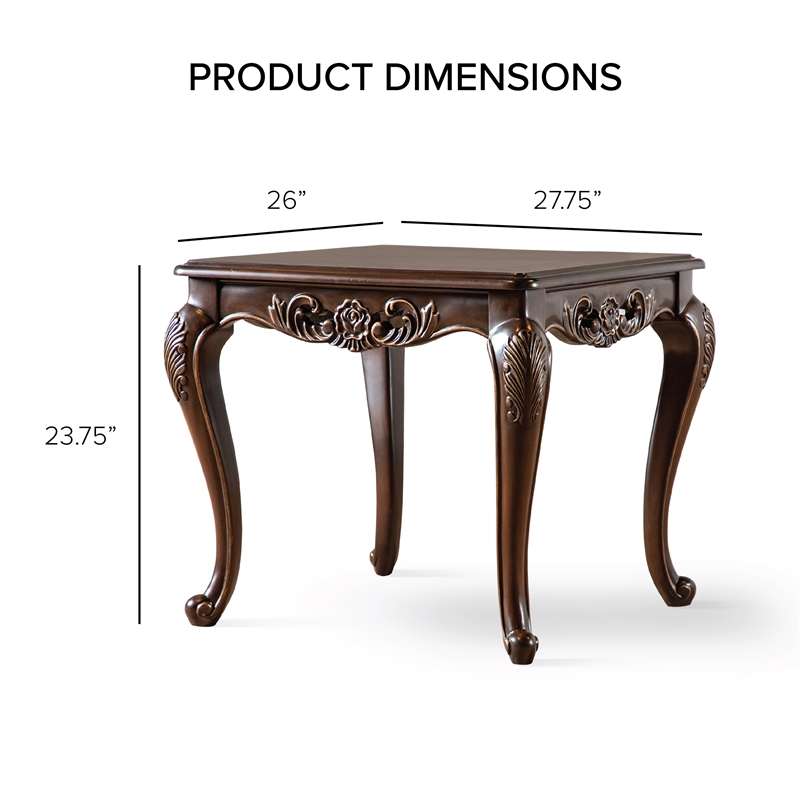 Furniture of America Adelaide Wood End Table with Cabriole Legs in Brown