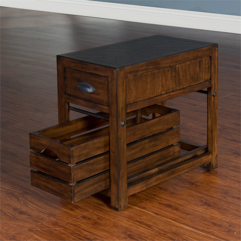 Sunny Designs Canyon Creek 15" Mahogany Wood Chair Side Table in Dark ...