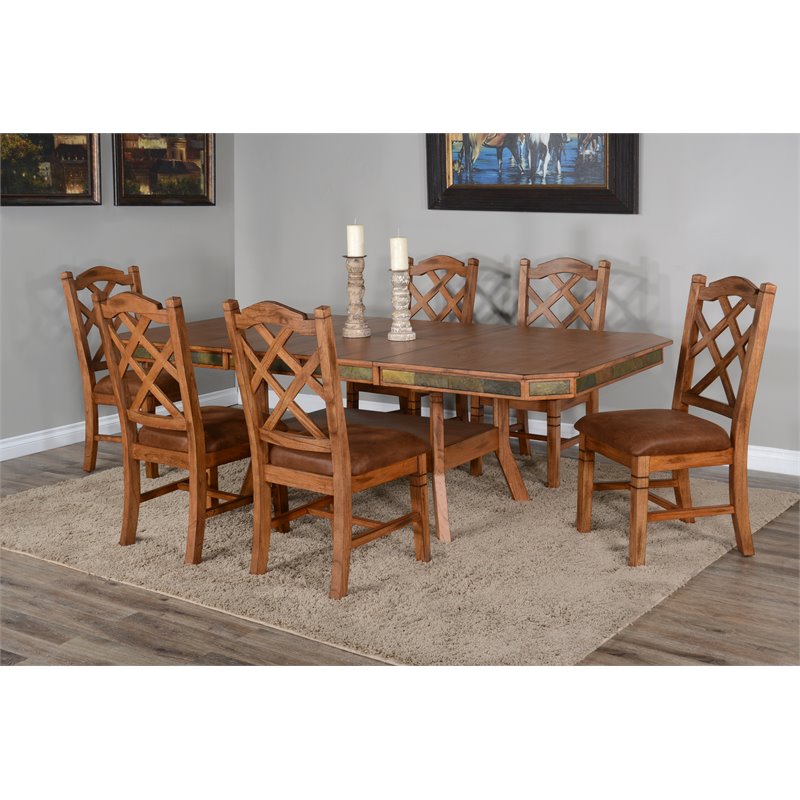Sunny Designs Sedona 44" Traditional Wood Extension Table in Rustic Oak ...
