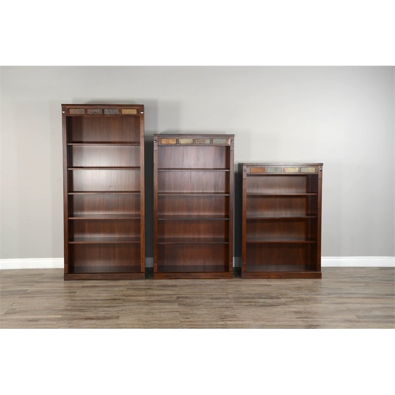 Sunny Designs Santa Fe 60" Traditional Wood Bookcase in Dark Chocolate ...