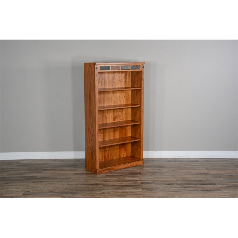 Sunny Designs Sedona 60" Adjustable Shelf Wood Bookcase in Rustic Oak ...