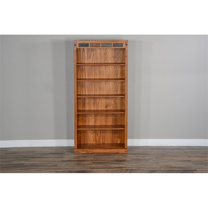Sunny Designs Sedona 72" Adjustable Shelf Wood Bookcase in Rustic Oak ...