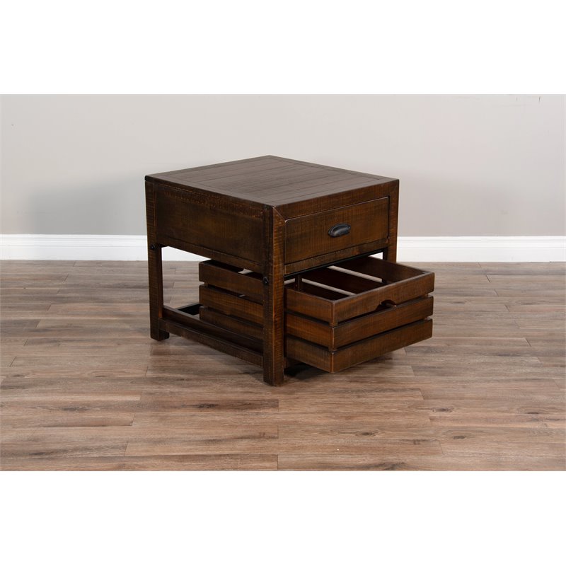 Sunny Designs Homestead 24" Mahogany Wood End Table in Tobacco Leaf ...