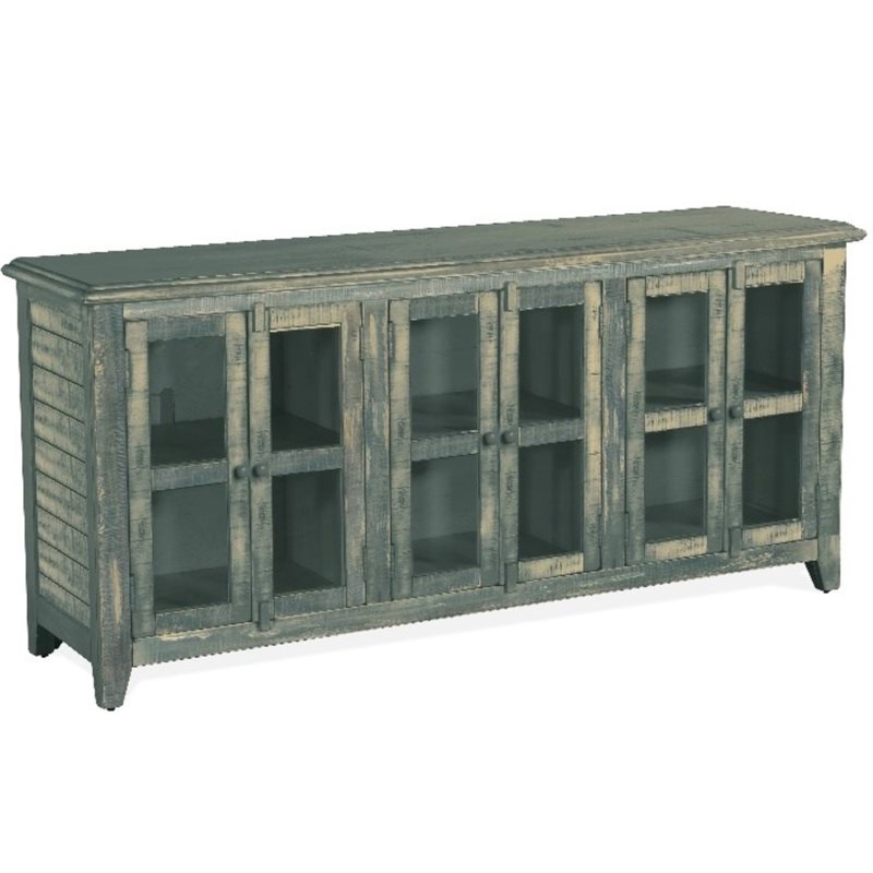 Sunny Designs Marina 70" Farmhouse Mahogany Wood TV Console in Sea ...