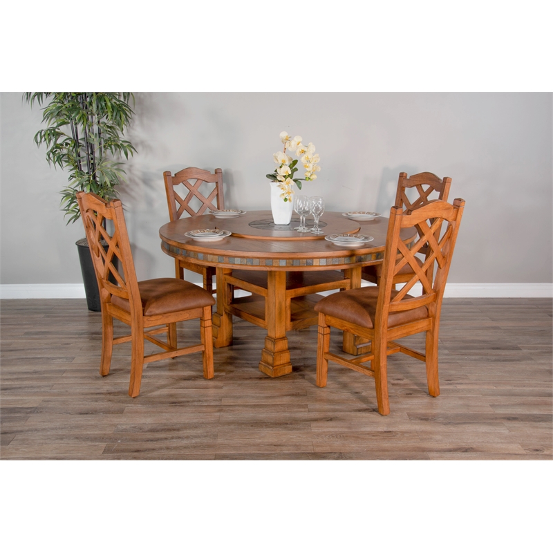 Sunny Designs Sedona 60" Round Dining Table with Lazy Susan ...