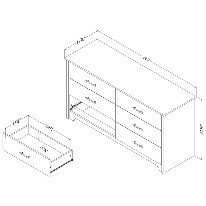 South Shore Fusion 6 Drawer Dresser in Gray Oak Cymax Business