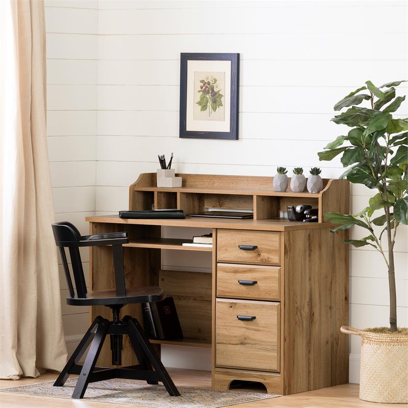 Versa Computer Desk with Hutch-Nordik Oak-South Shore | Cymax Business