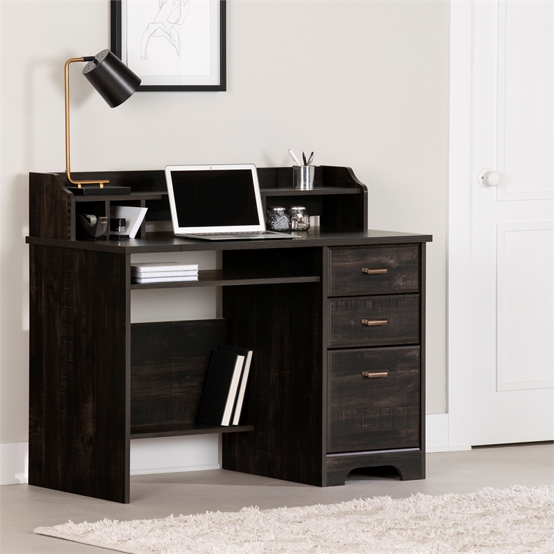 Computer Office Desk with Hutch Black Versa South Shore ...
