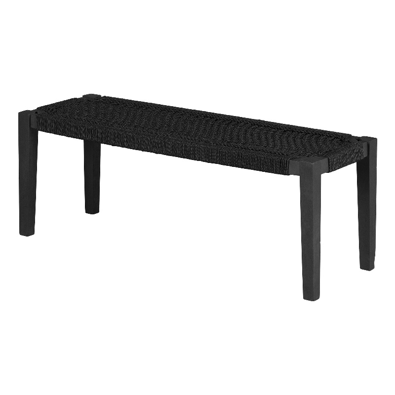 South Shore Balka Wood and Rope Bench Pure Black | Bush Furniture ...