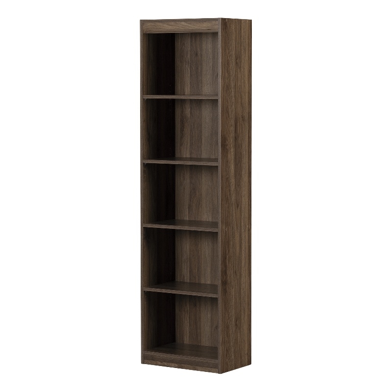 Axess 5-Shelf Narrow Bookcase Narrow Natural Walnut | Bush Furniture ...