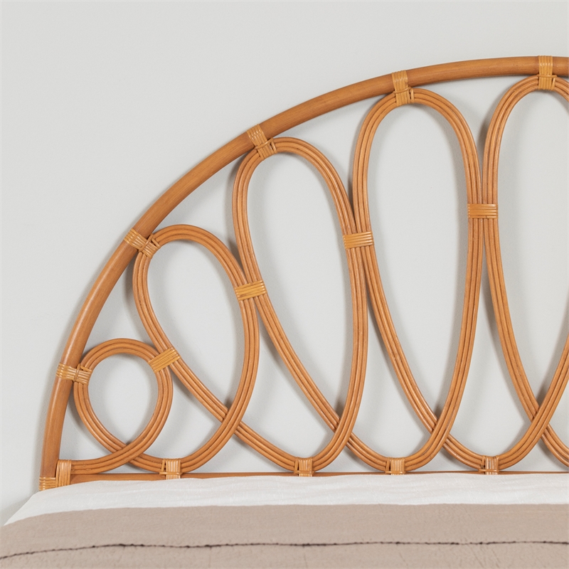 South Shore Bloom Rattan Wall-Mounted Headboard Flower Petals Twin Natural