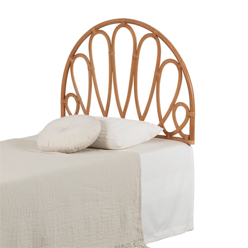 South Shore Bloom Rattan Wall-Mounted Headboard Flower Petals Twin Natural