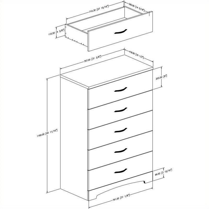 South shore maddox dresser with chest and nightstand set in pure store