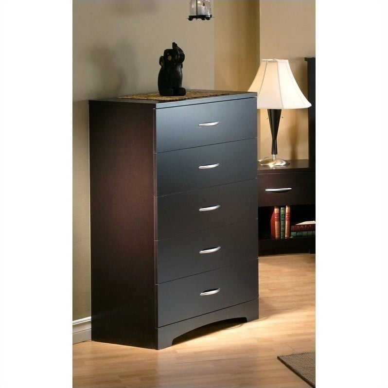 South Shore Back Bay 5 Drawer Chest in Dark Chocolate Finish | Cymax ...