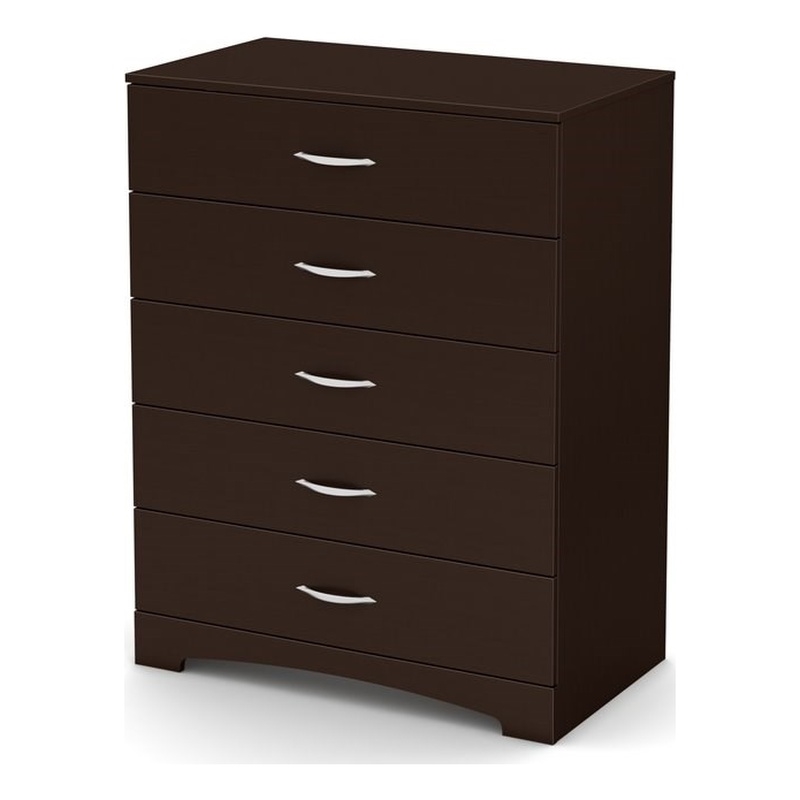 South Shore Back Bay 5 Drawer Chest in Dark Chocolate Finish | Cymax ...