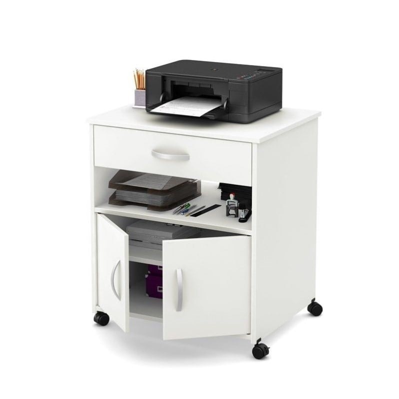 South Shore Axess Printer Cart in Pure White