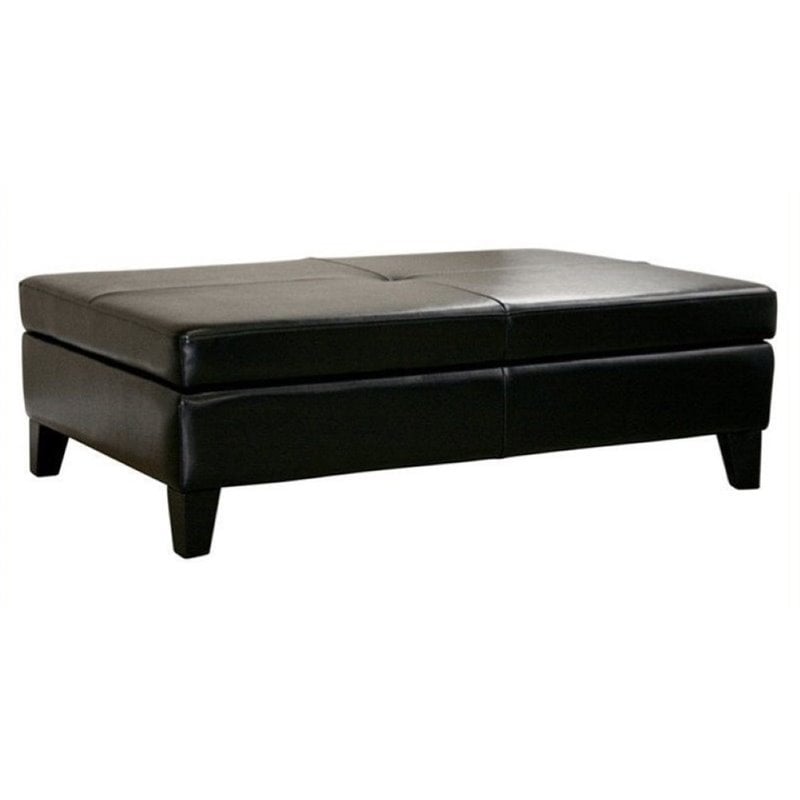 Bowery Hill Leather Storage Coffee Table Ottoman in Black | Cymax Business