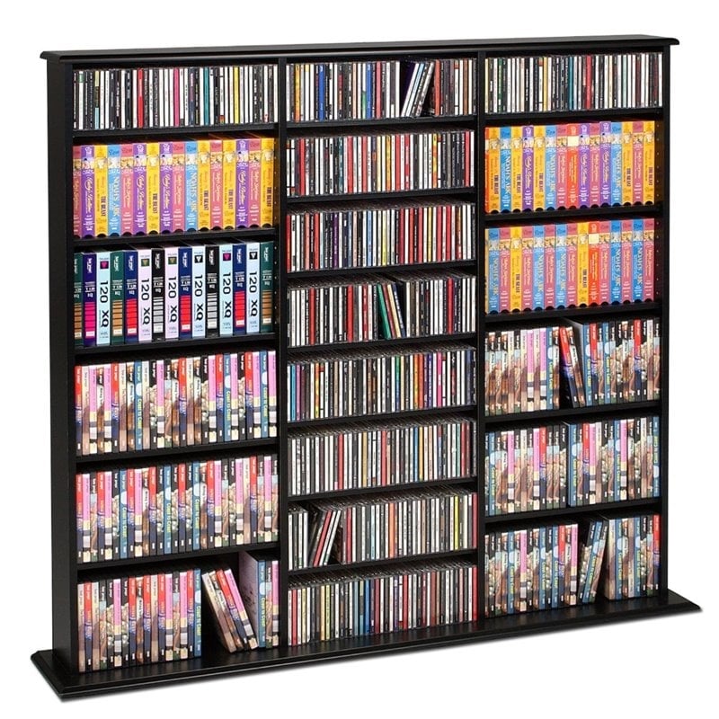 Bowery Hill Adjustable Shelves Laminated Wood Media Storage Rack in ...