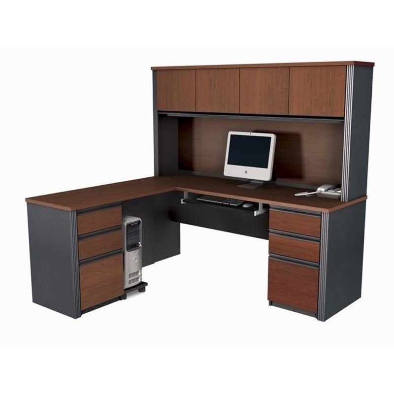 Bowery Hill L-Shaped Wood Computer Desk in Bordeaux Graphite | Cymax ...
