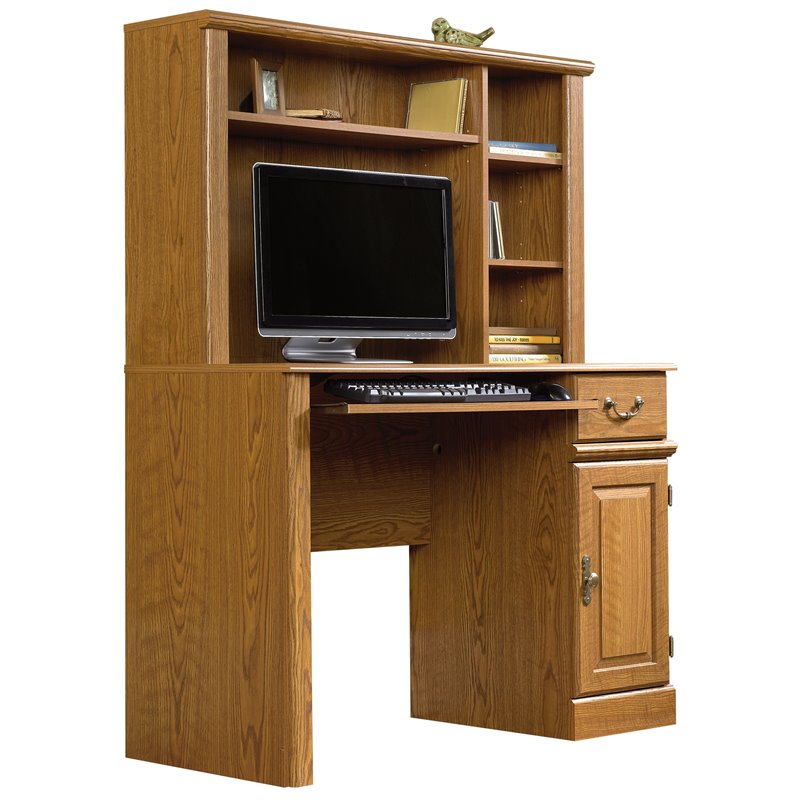 Bowery Hill Small Computer Desk with Hutch in Carolina Oak