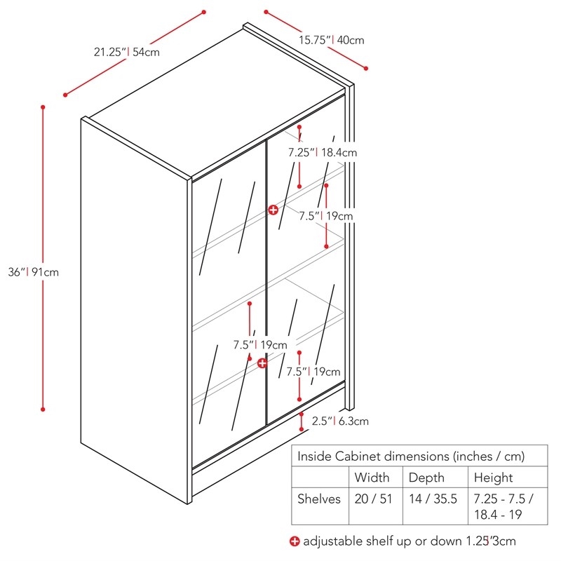 Bowery Hill Contemporary Glass Enclosed Audio Rack in Ravenwood Black