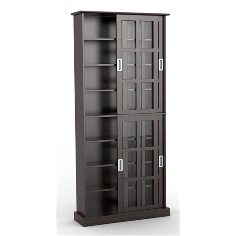 Bowery Hill 72" Windowpane Media Cabinet in Espresso - BH-386763