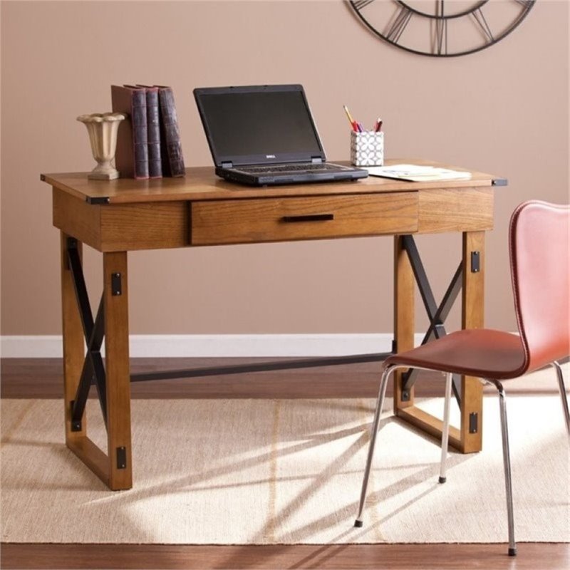Bowery Hill Adjustable Writing Desk in Glazed Pine | Cymax Business