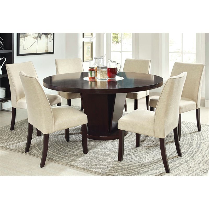 Bowery Hill 7 Piece Round Dining Set in Espresso | Cymax Business