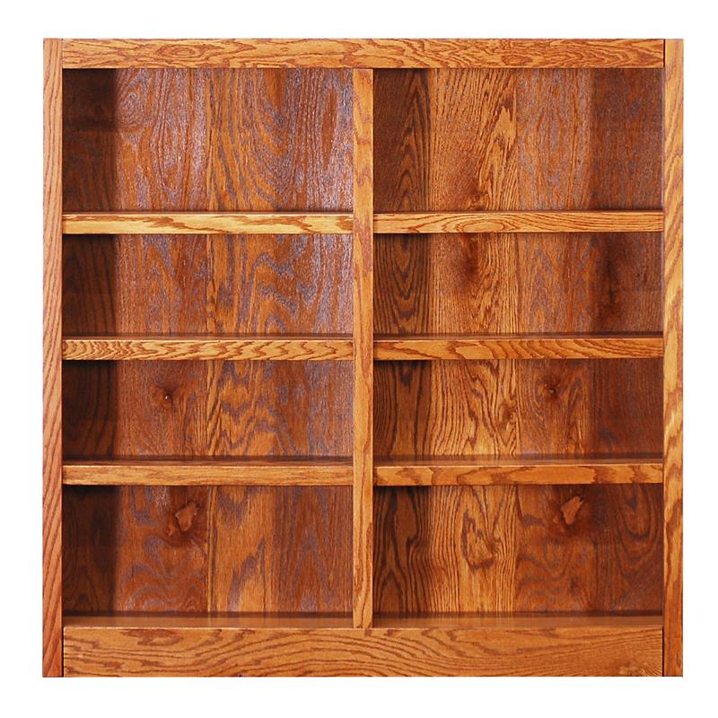 Bowery Hill 48" Tall 8-Shelf Double Wide Wood Bookcase in Dry Oak ...