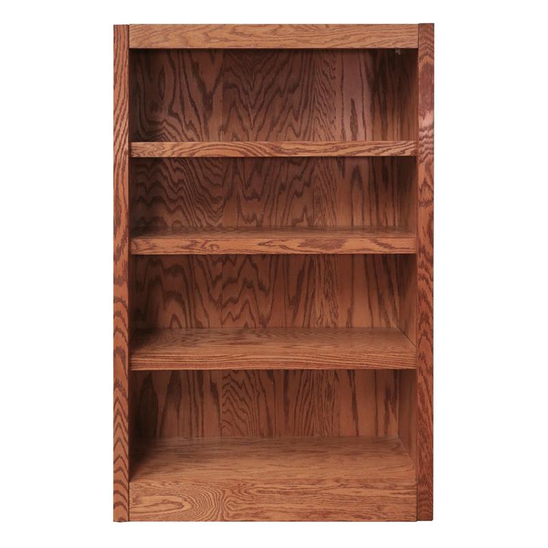 Bowery Hill Traditional 48" Tall 4-Shelf Wood Bookcase in Dry Oak ...