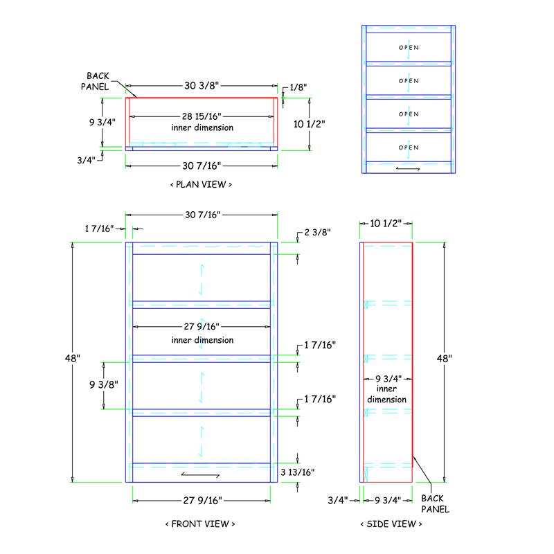 Bowery Hill Traditional 48" Tall 4-Shelf Wood Bookcase in Dry Oak ...