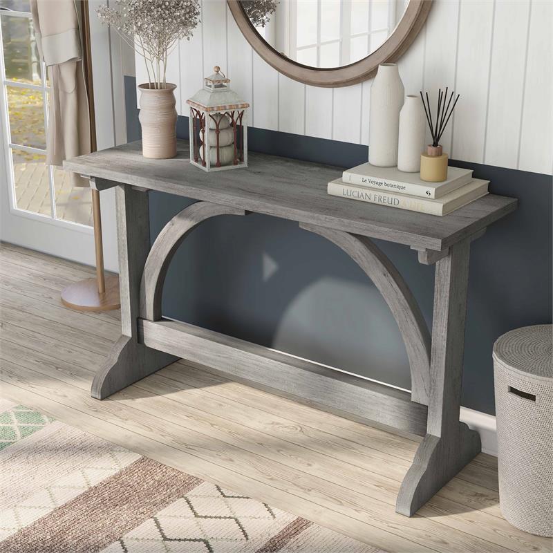 Bowery Hill Rectangle Farmhouse Wood Console Table in Vintage Gray Oak ...