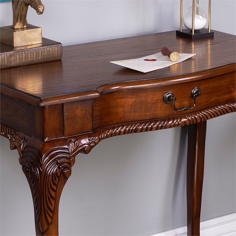 Bowery Hill Wood Traditional Writing Desk in Vintage Oak Finish BushFurnitureCollection
