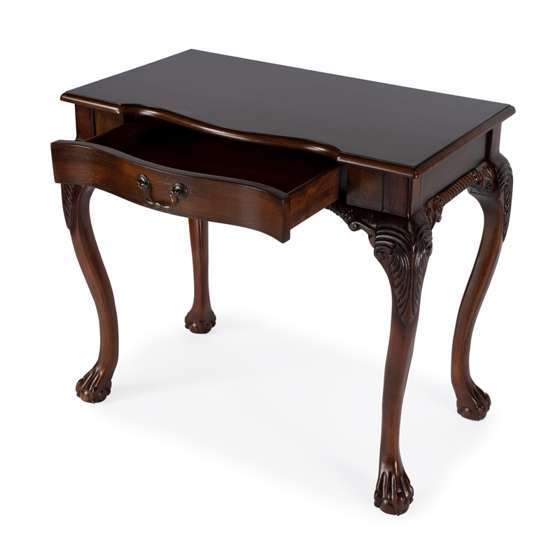 Bowery Hill Solid Wood Traditional Writing Desk in Cherry Finish