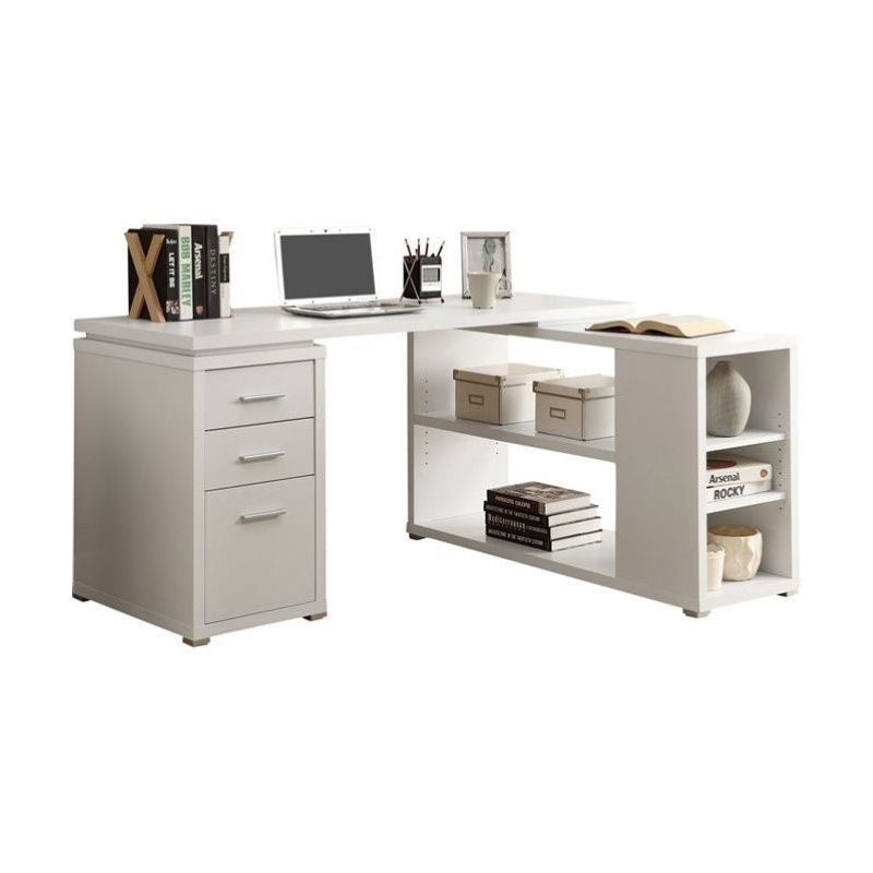 Pemberly Row L Shaped Computer Desk in White | Homesquare