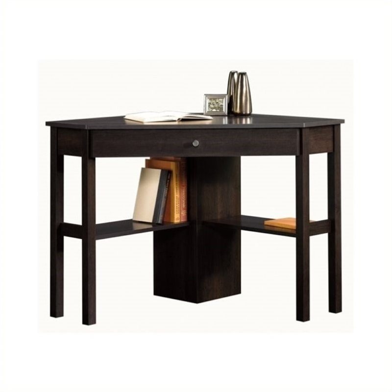 Pemberly Row Corner Computer Desk in Cinnamon Cherry