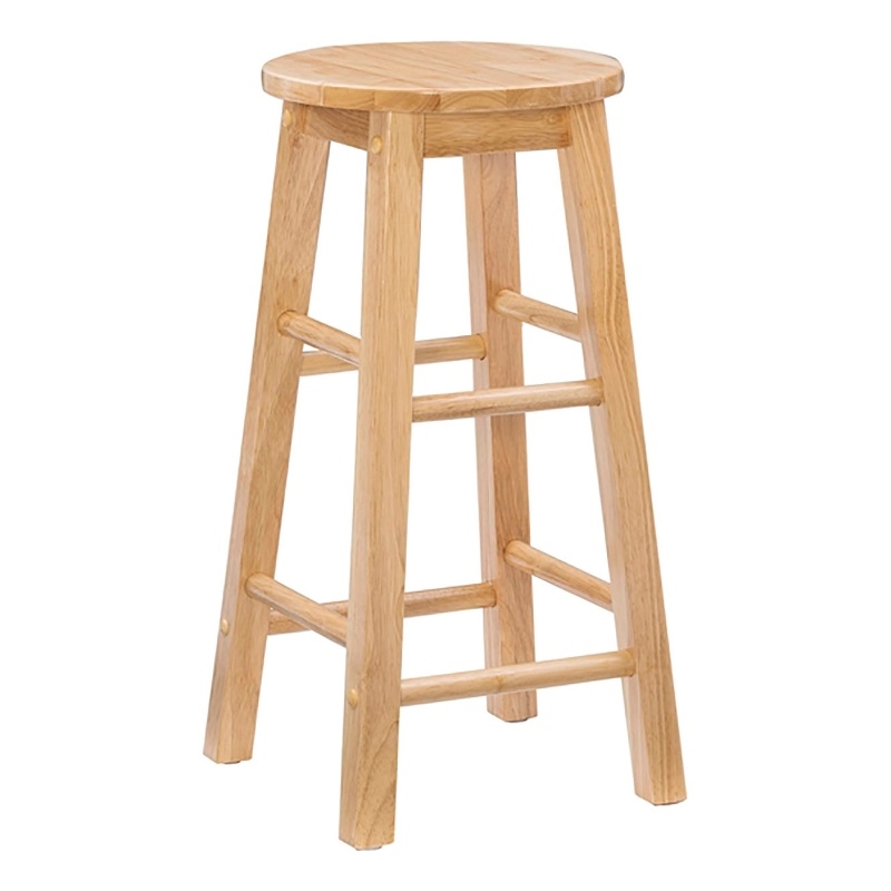 Pemberly Row Wood Bar Stool Chair in Brown With Round Seat Footrest
