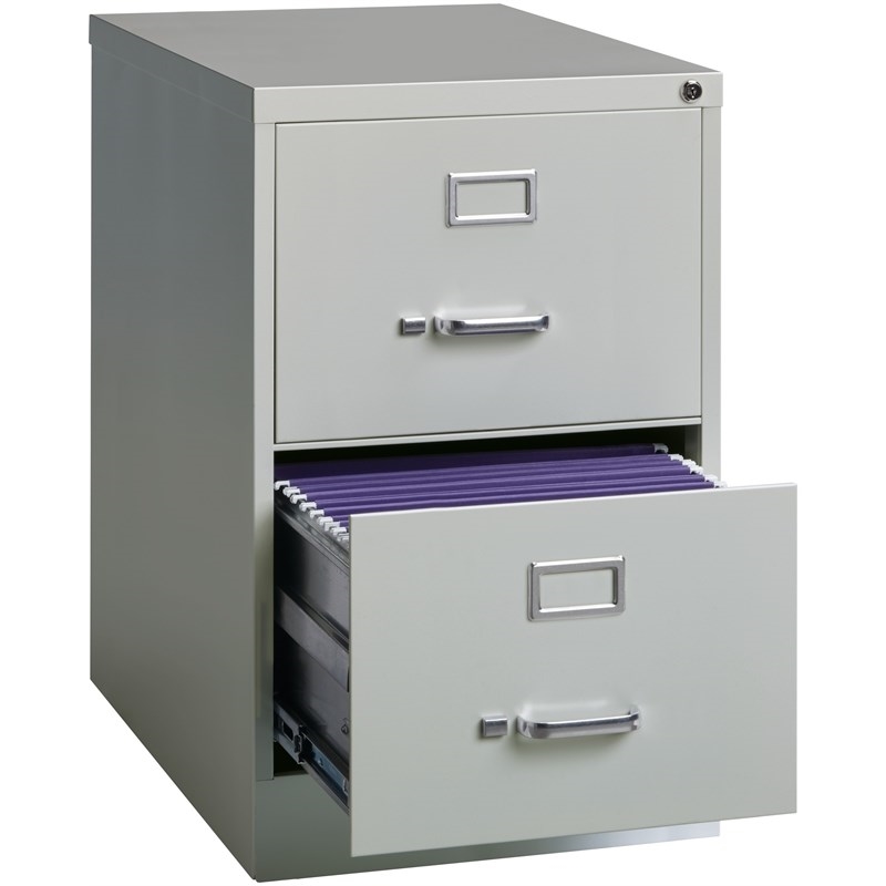 Pemberly Row 2 Drawers Vertical Gray Metal Filing Cabinet Pre assembled