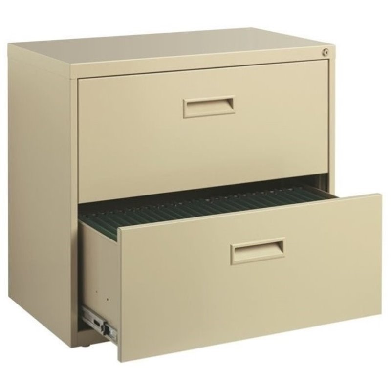 Pemberly Row 2 Drawers Lateral Beige Metal Filing Cabinet Pre-assembled ...
