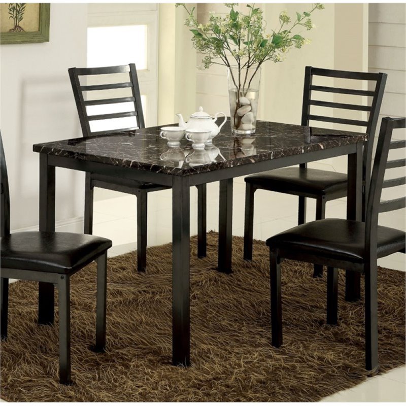 Pemberly Row Faux Marble Top Dining Table in Black | Cymax Business