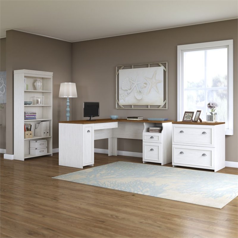 Pemberly Row 3 Piece Office Set in Antique White | Cymax Business