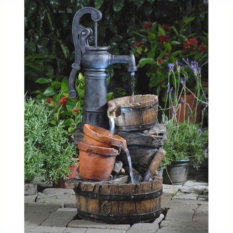 Pemberly Row Classic Water Pump Fountain with Led Light | Homesquare