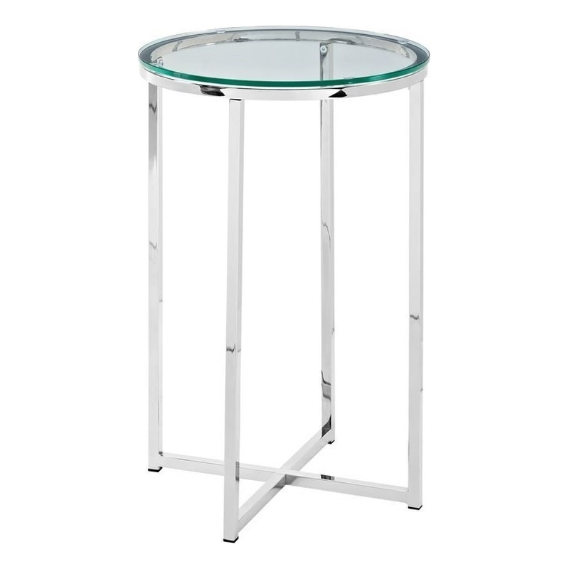 Pemberly Row 16 Round Side Table in Glass and Chrome - PR-1810196